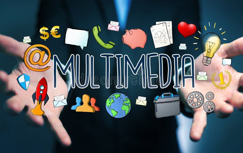 Businessman Using Hand-drawn Multimedia Technology Presentation Stock ...