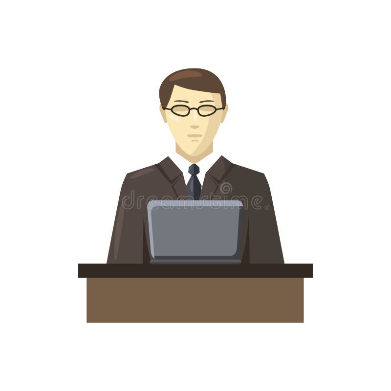 Businessman Using His Laptop Icon, Cartoon Style Stock Illustration ... Businessman Using His Laptop Icon, Cartoon Style Stock Illustration ...