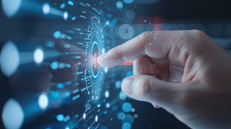 Businessman Using Holographic Interface for Digital Tools in Futuristic ...