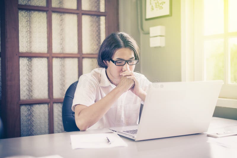 Businessman Using Ideas while Working with Labtop Stock Image - Image ...