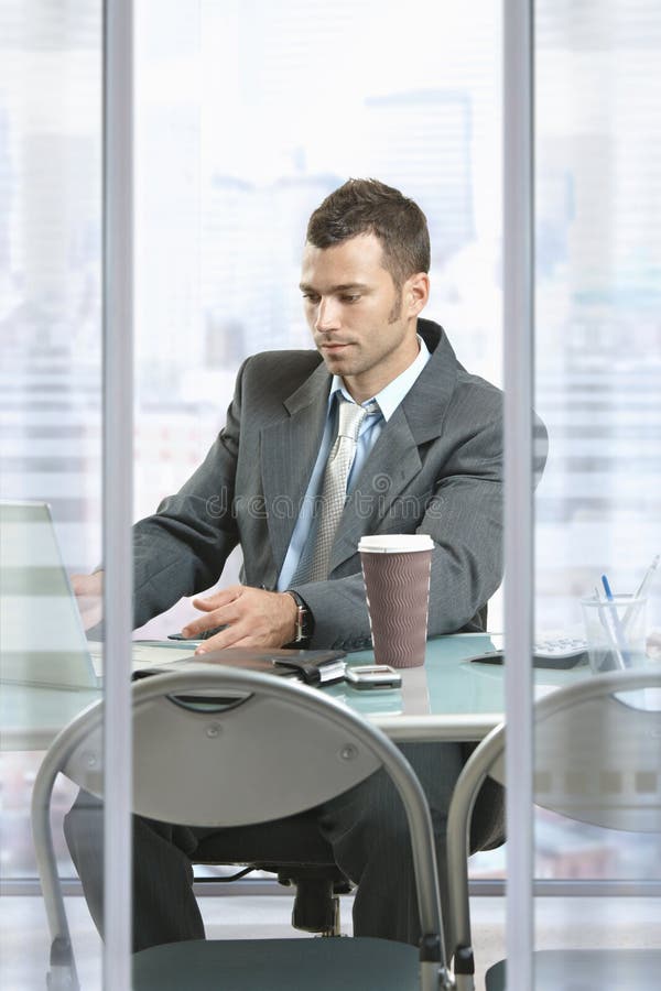 Businessman using laptop stock image. Image of adult - 11293135
