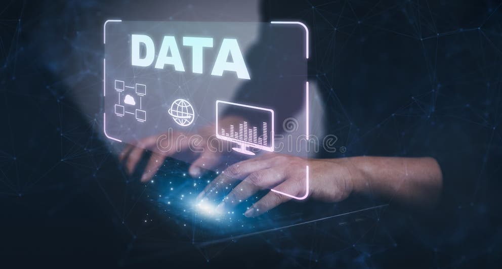 Businessman Using a Laptop with Analytics and Data Management System on ...