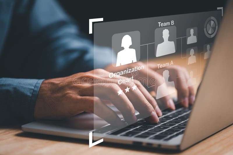 Businessman Using Laptop Computer with Mindmap or Organigram on Virtual ...