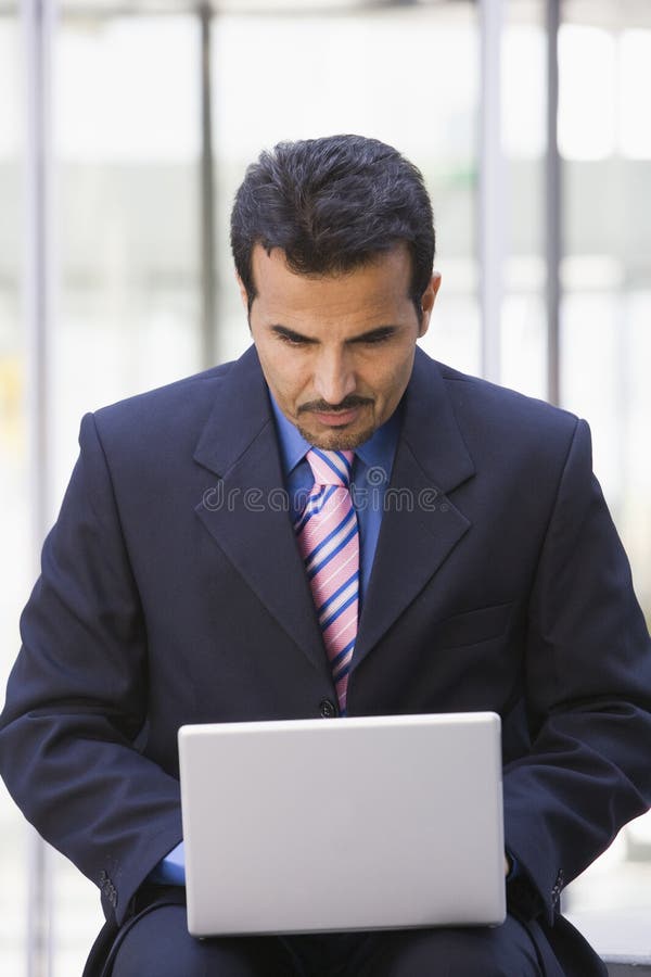 Man computer outside stock image. Image of outside, connectivity - 737315