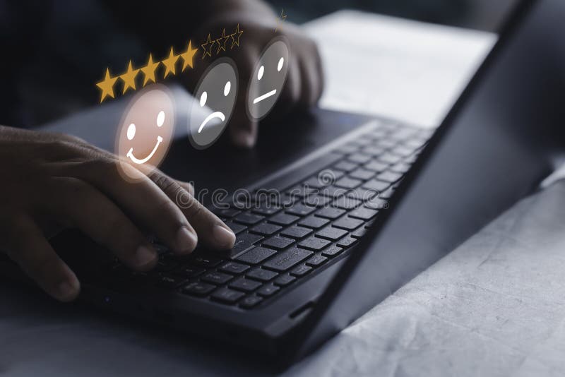 Businessman Using Laptop Computer Satisfaction Survey and Evaluation ...
