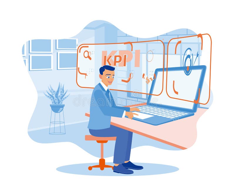 Businessman Using a Laptop with Enterprise Resource Management Software ...