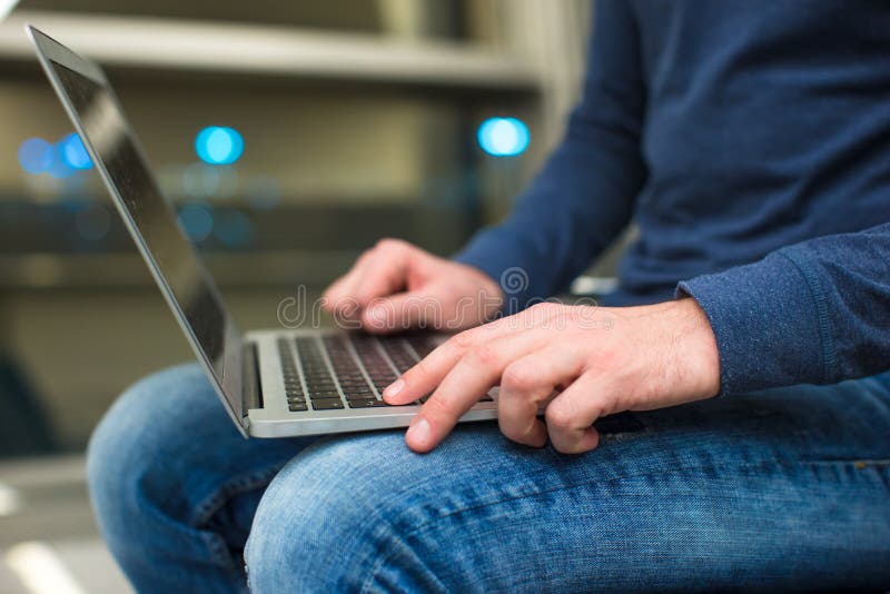Businessman Using Laptop or Notebook Computer Stock Photo - Image of ...