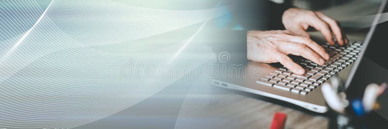 Businessman Using Laptop; Panoramic Banner Stock Image - Image of work ...