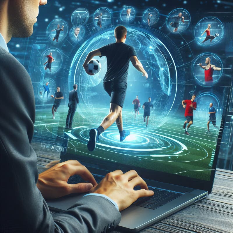 Businessman Using Laptop with Virtual Screen F Stock Image - Image of ...