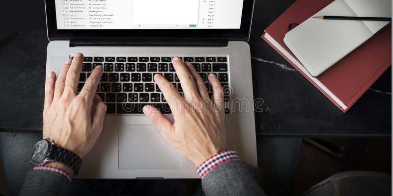 Businessman Using Laptop Working Thinking Concept Stock Image - Image ...