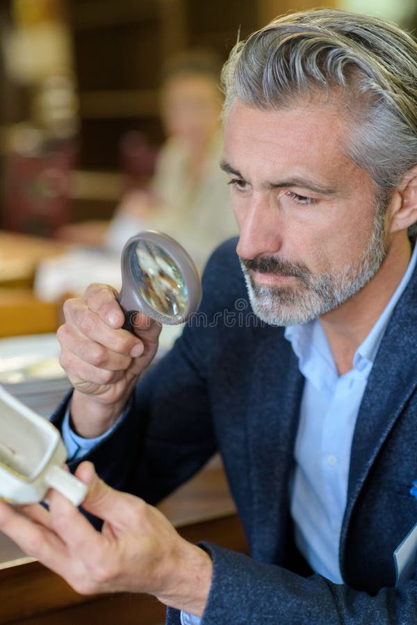 Businessman Using Magnifying Glass Stock Image - Image of network ...