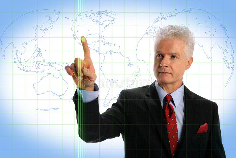 Businessman Using Man Using Touch Screen Interface Stock Photo - Image ...