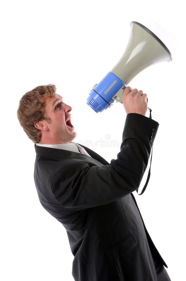 Man Using Megaphone stock image. Image of message, body - 5983565