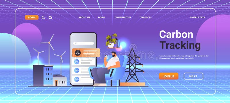 Businessman Using Mobile App Carbon Tracking Concept Responsibility of ...