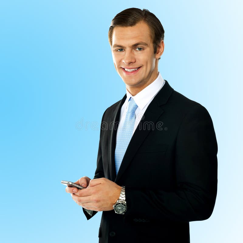 Businessman Using Mobile Phone Stock Image - Image of network ...