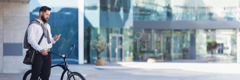 Businessman Using Mobile Phone while Going To Office. Stock Image ...