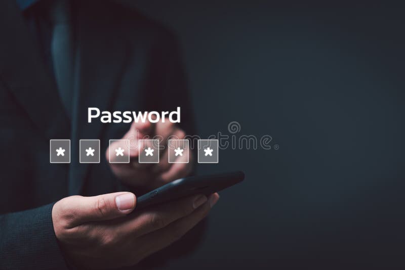 Businessman Using Mobile Phone Password Cyber Security Identity Theft ...