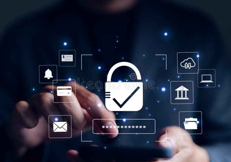 Businessman Using Mobile Phone Secure Encryption Technology ...