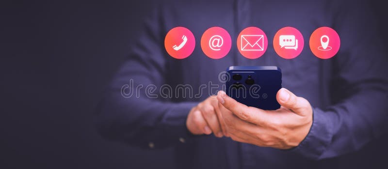 Businessman Using Mobile Phone or Smartphone with the Call Phone, Email ...