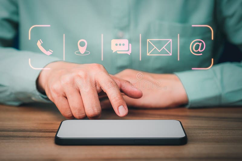 Businessman Using Mobile Phone or Smartphone with the Call Phone, Email ...