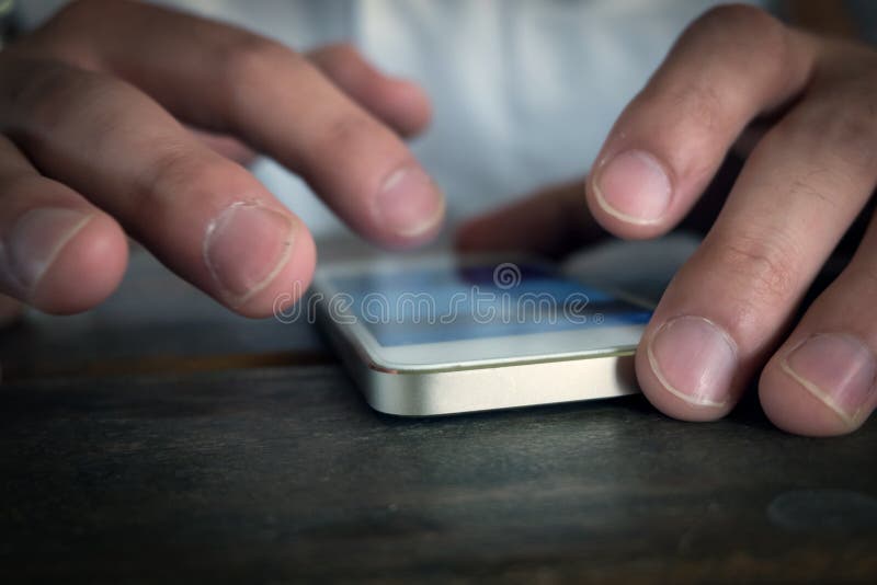 Businessman Using a Mobile Phone with Texting Message Stock Photo ...