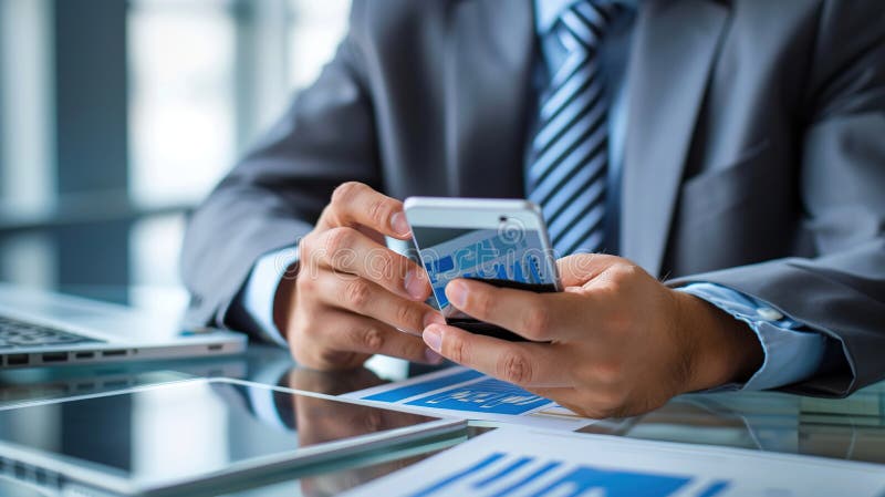 Businessman Using Mobile Smart Phone. Business Global Internet ...