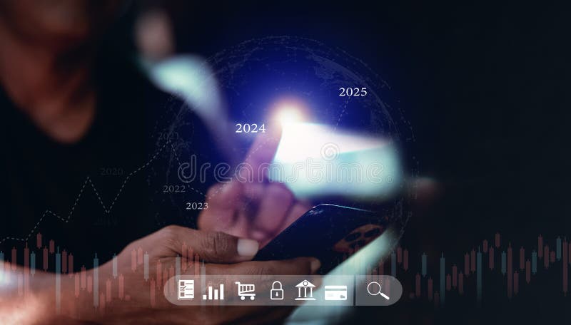 Businessman Using Mobile Smart Phone Planing Growth 2024, Future ...