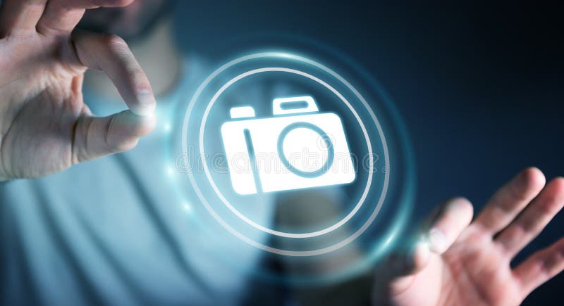 Businessman Using Modern Camera Application 3D Rendering Stock ...