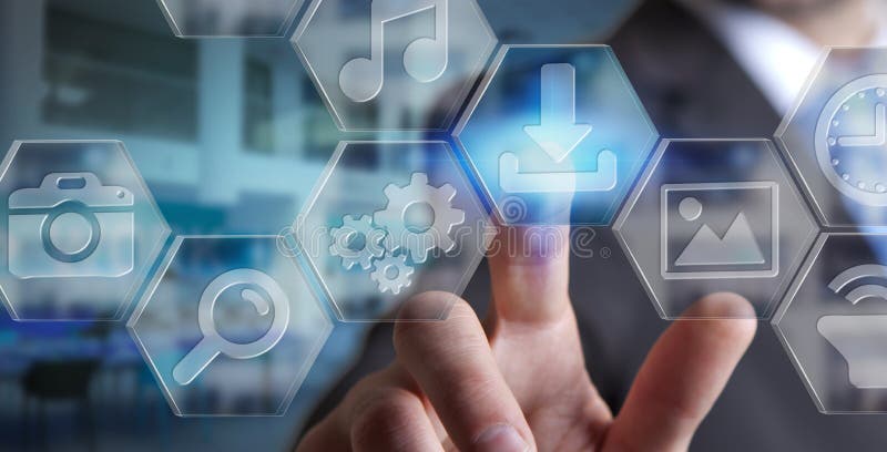 Businessman Using Modern Digital Applications Interface Stock ...