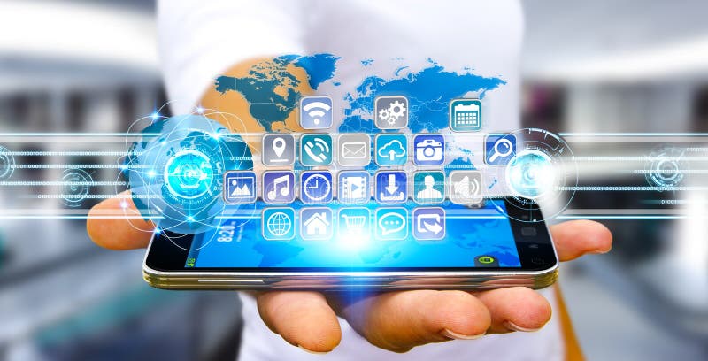 Businessman Using Modern Digital Applications Stock Illustration ...