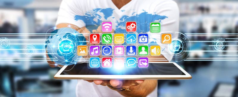 Businessman Using Modern Digital Applications Stock Illustration ...