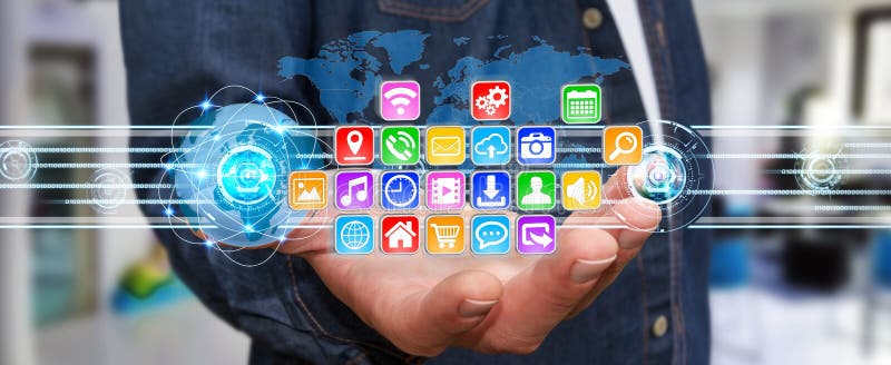 Businessman Using Modern Digital Applications Stock Illustration ...