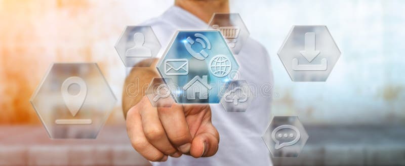 Businessman Using Modern Digital Applications Stock Illustration ...