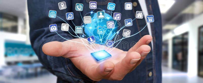 Businessman Using Modern Digital Applications Stock Illustration ...