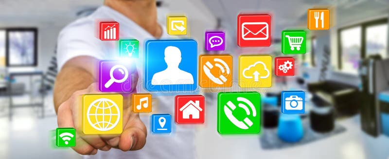 Businessman Using Modern Digital Icon Application Stock Illustration ...