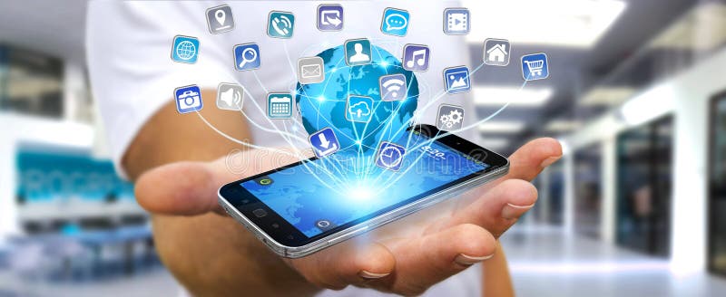 Businessman Using Modern Digital Mobile Phone Applications Stock ...