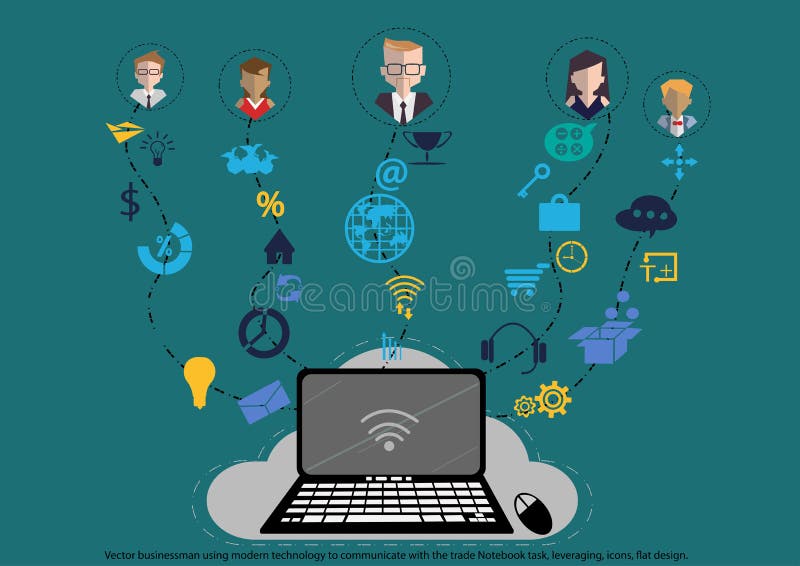 Vector Businessman Using Modern Technology To Communicate with the ...