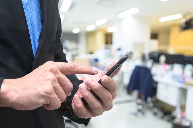 Businessman Using Phone in the Work Office. Stock Photo - Image of ...