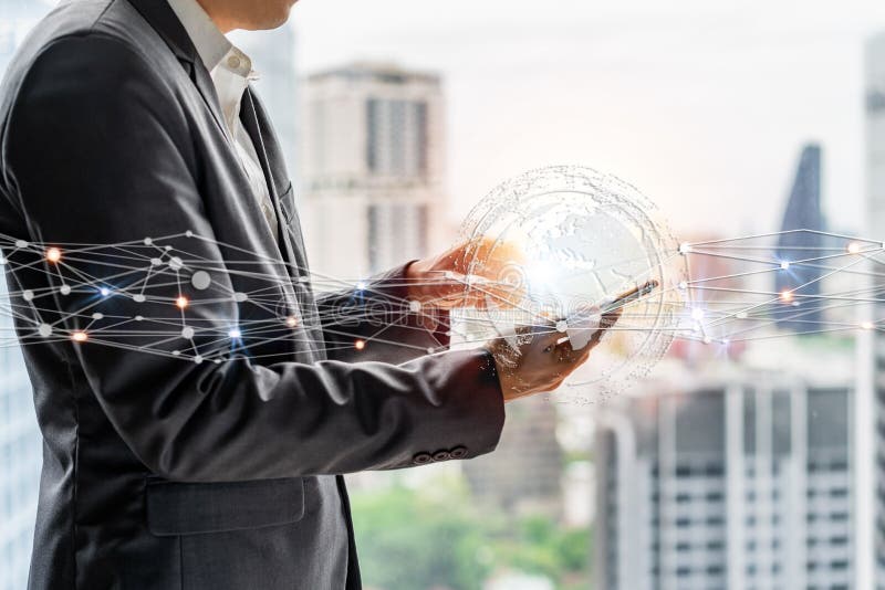 Businessman Using Smart Devices For Digital Technology Connection And