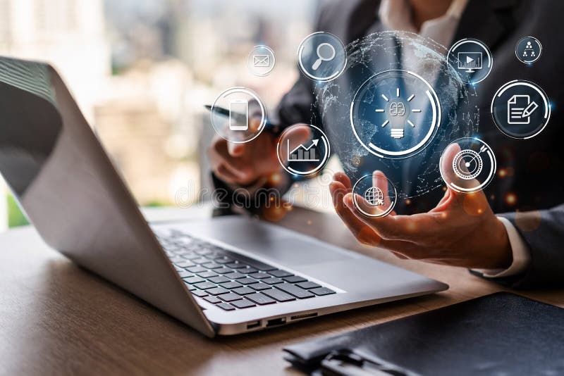 Businessman Using Smart Devices For Digital Technology Connection And