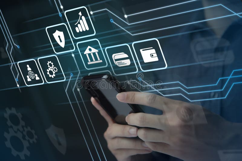 Businessman Using Smart Phone To Do Online Transactions With Internet