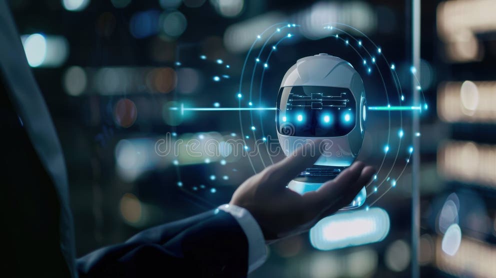 Businessman Using Smart Robot Technology for Business, Artificial ...