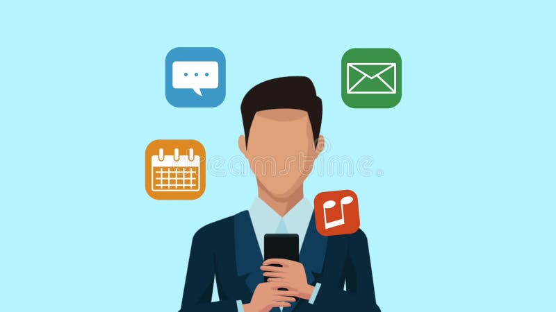 Businessman Using Smartphone Animation Stock Video - Video of ...