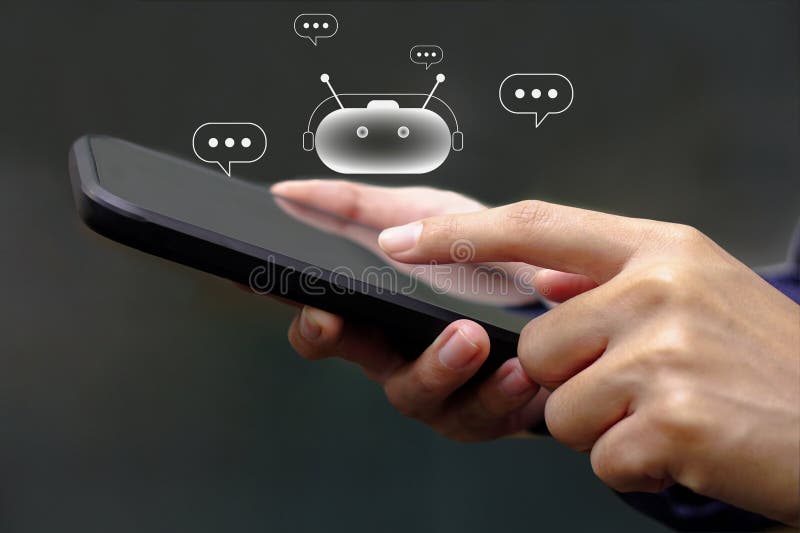 Person Using Smartphone Chatbot Interface Modern Virtual Communication ...