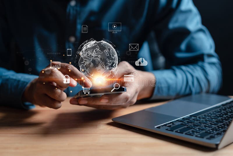 Businessman Using Smartphone Planning Development Leadership and ...