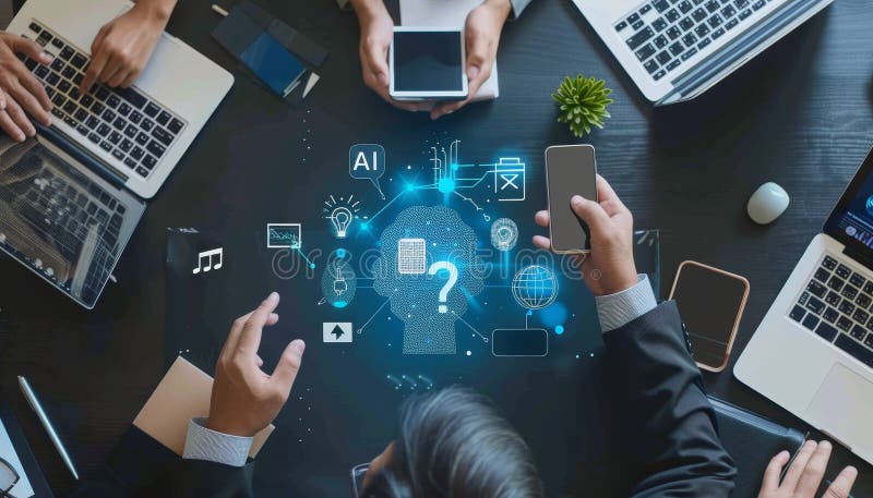 Businessman Using Smartphone To Generate AI Solutions with Digital ...