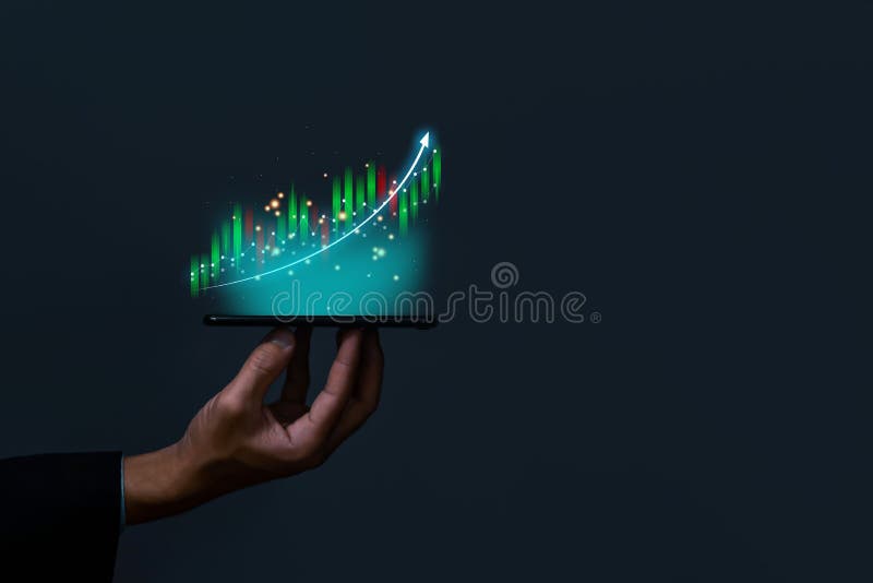 Businessman Using a Smartphone To Plan a Strategy that Shows a Positive ...