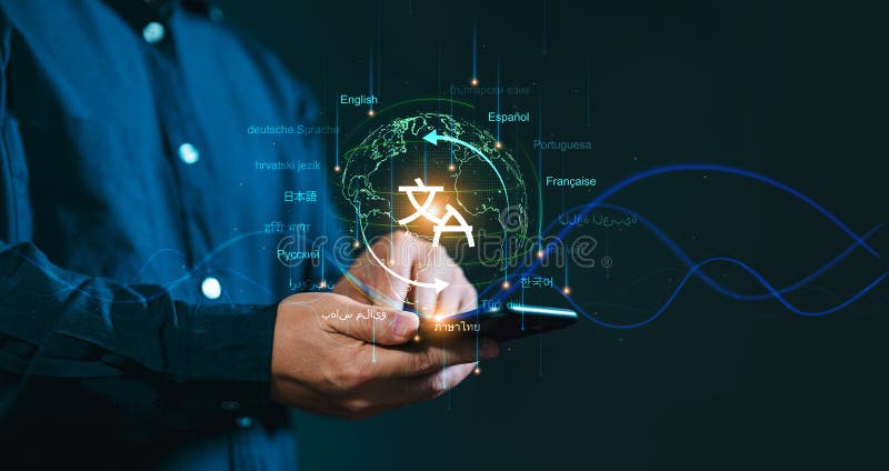 Businessman Using a Smartphone for Translation or Translating Language ...