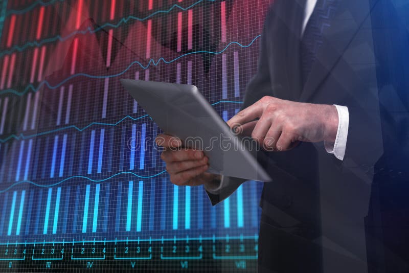 Man using forex tablet stock image. Image of growth - 111768171