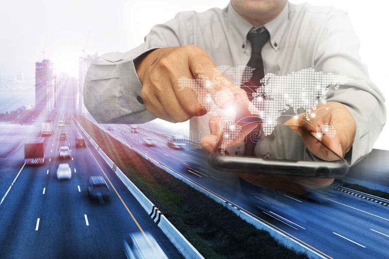 Businessman Using Tablet Analyzing Sales Data Stock Image - Image of ...